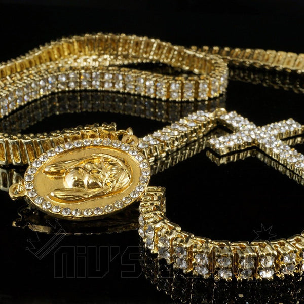 14k Gold Iced Jesus Chain | Hip Hop Necklaces | Niv's Bling