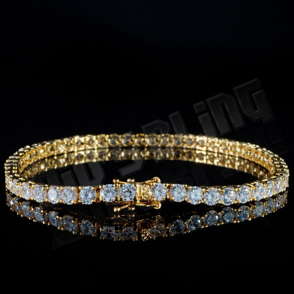 18K Gold 1 Row Tennis Bracelet – Niv's Bling